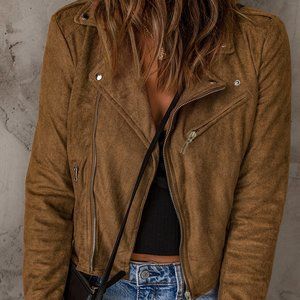 Divine | Jackets & Coats | Nwt Vegan Suede Zip Detail Jacket | Poshmark